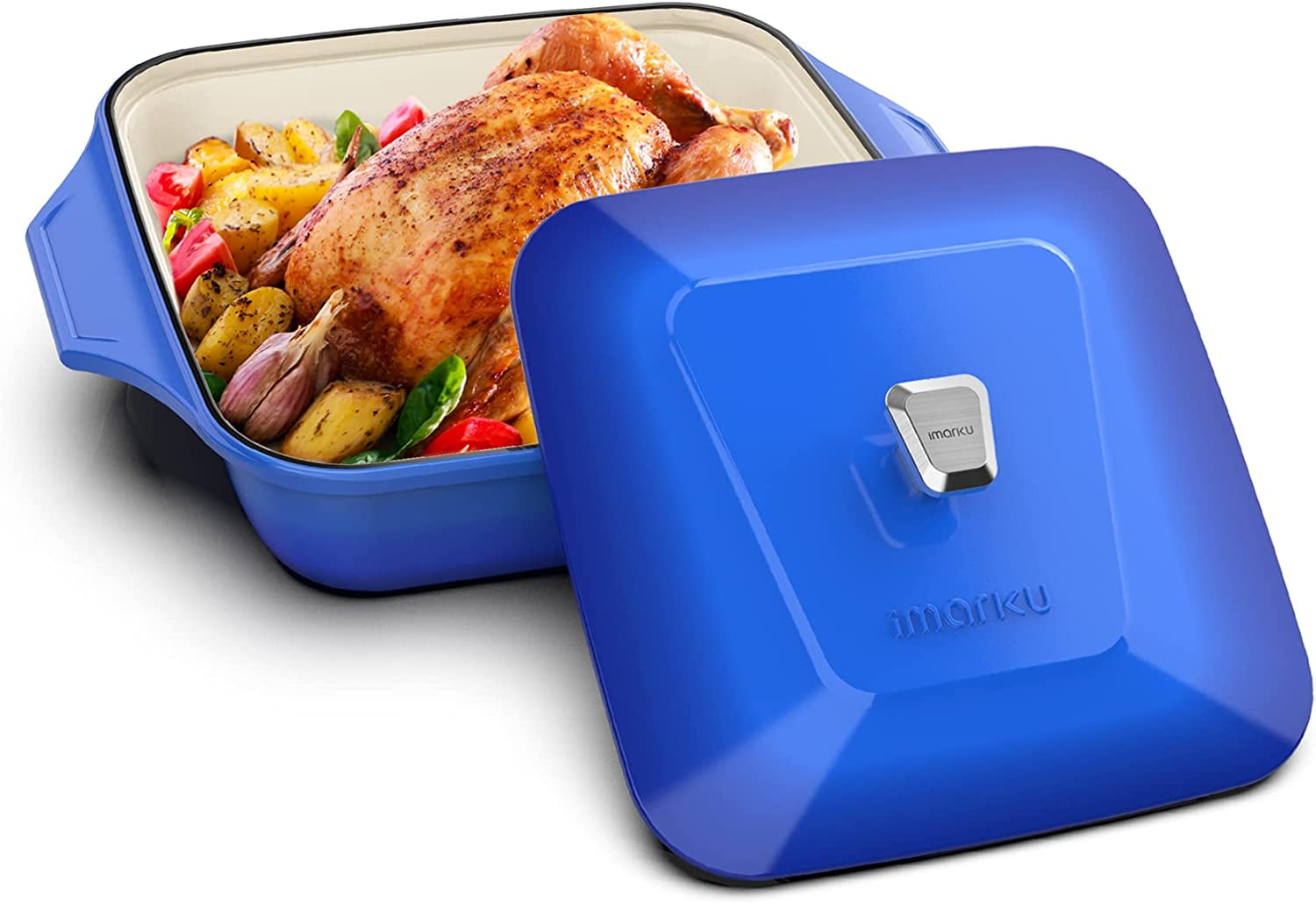 Dutch Oven, imarku 5 Quart Braiser Pan Nonstick Heavy Duty Enameled ...