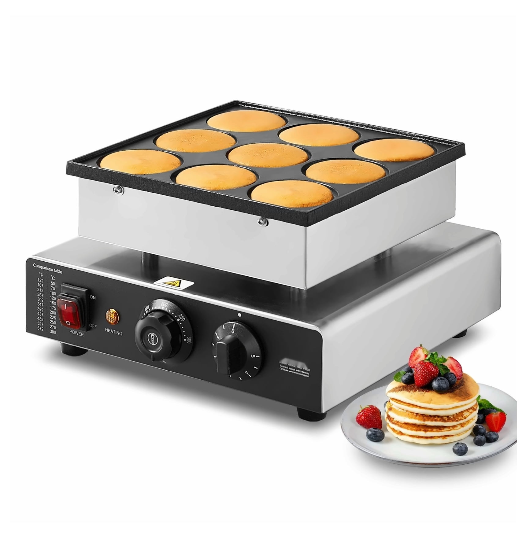 Dutch Pancake Maker 9-Piece 76mm Dorayaki Machine, 850W Non-Stick ...