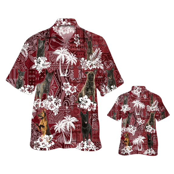 Dutch Shepherd Hawaiian Shirt, Hawaii Shirt Red Tribal For Dog Lovers ...
