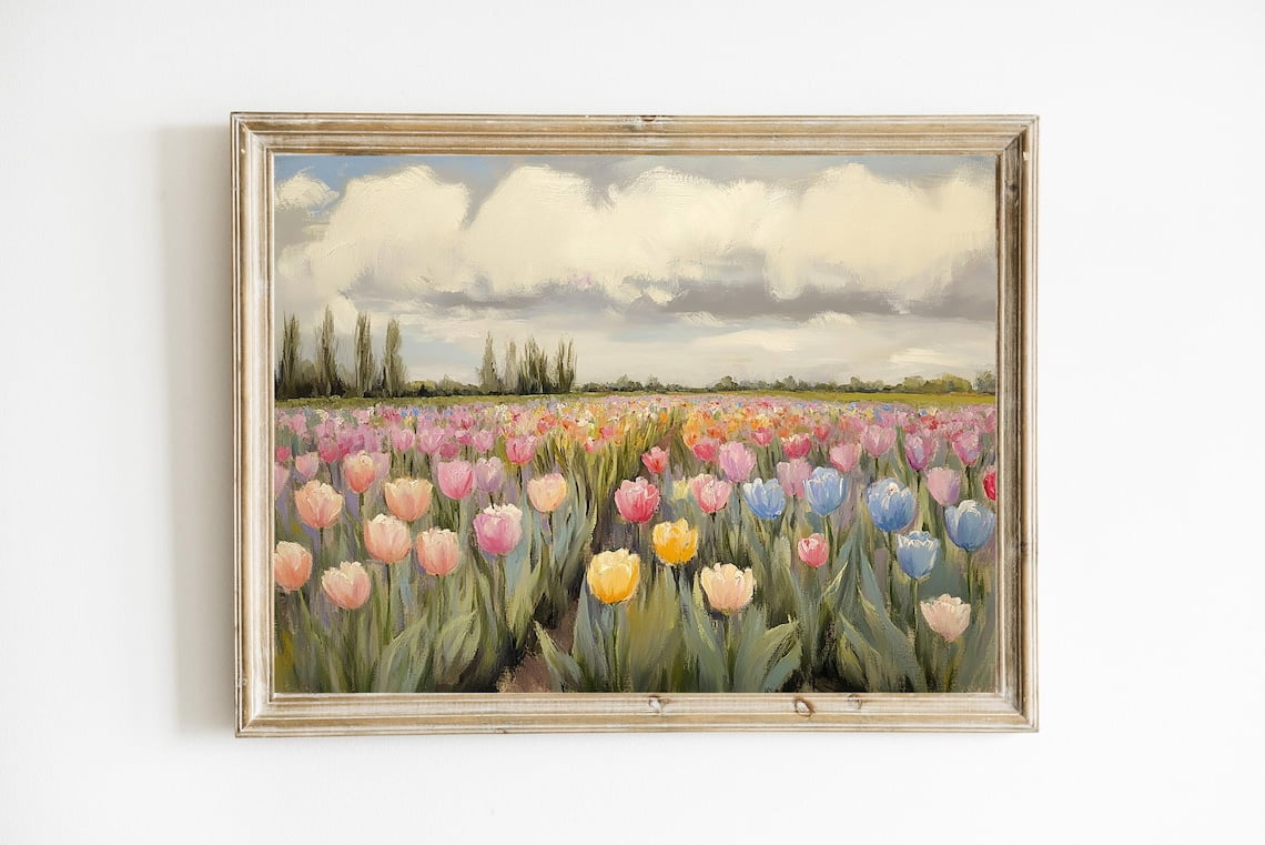 Dutch Spring Landscape Farmhouse Wall Decor Poster Amsterdam Tulip ...