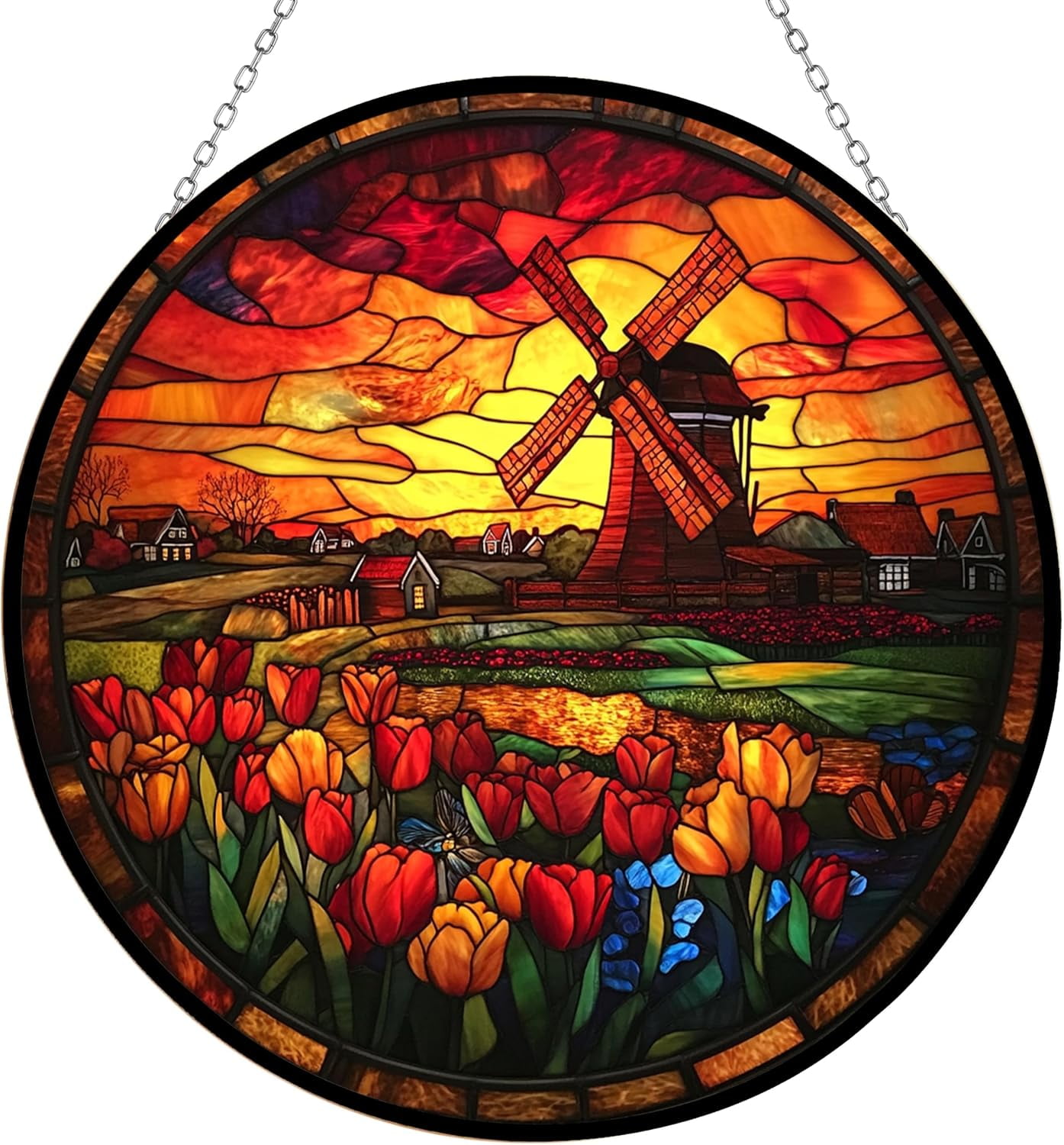 Dutch Stained Glass Window Hanging, Suncatcher for Women, Stained Glass ...