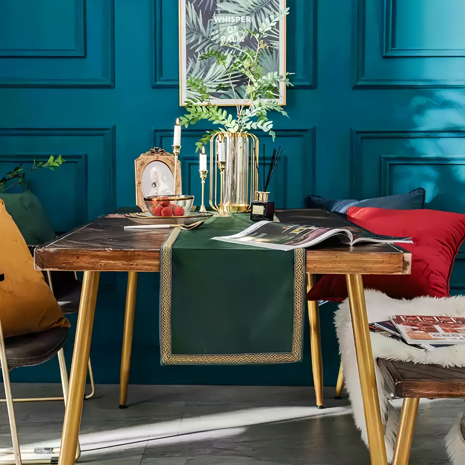 Dutch Velvet Table Runners With Gold Line Edge For Piano TV Cabinet ...