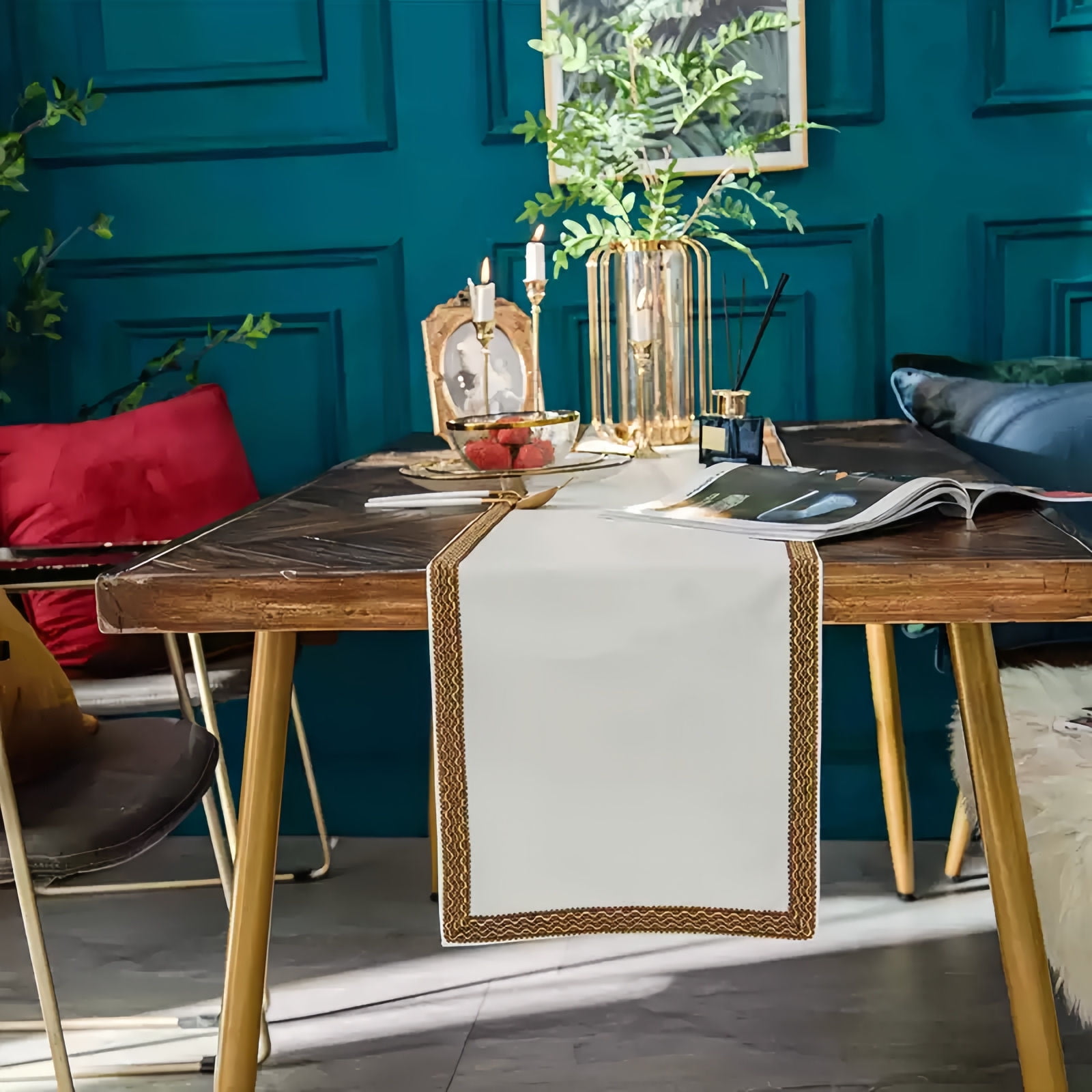 Dutch Velvet Table Runners With Gold Line Edge For Piano TV Cabinet ...