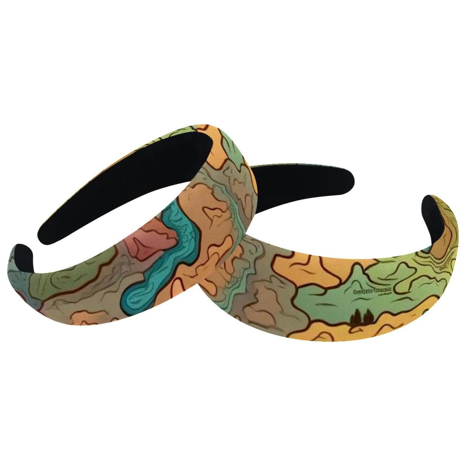 Dutch Velvet Wide Headbands, 2pcs Colorful Art Map Patterns Soft Head ...
