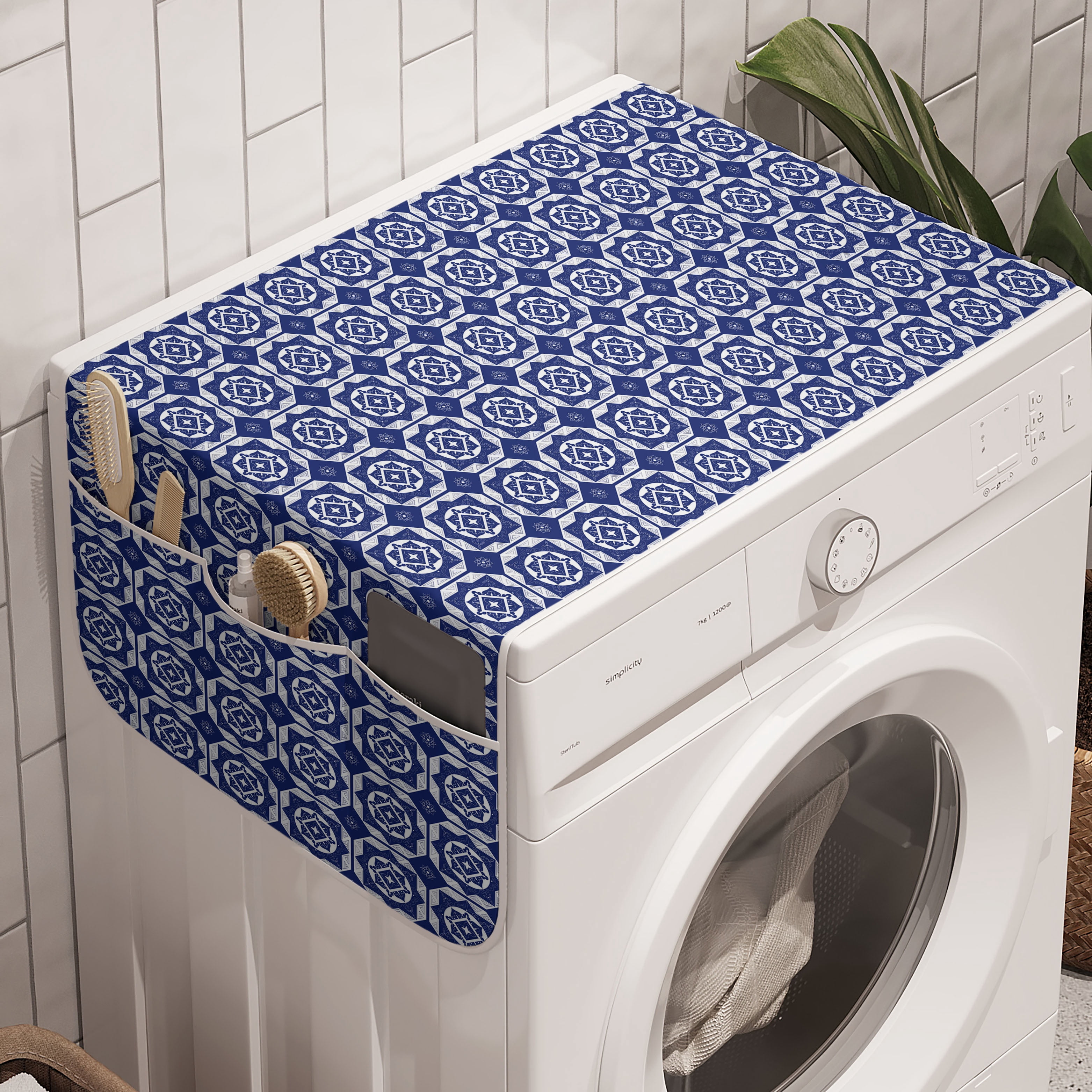 Dutch Washing Machine Organizer, Delft Style Geometric Pattern ...