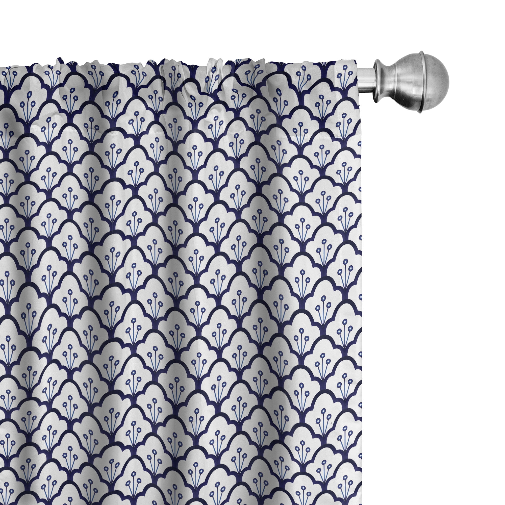 Ambesonne Dutch Window Curtains, Delftware Scales Design, Each 28" W x ...