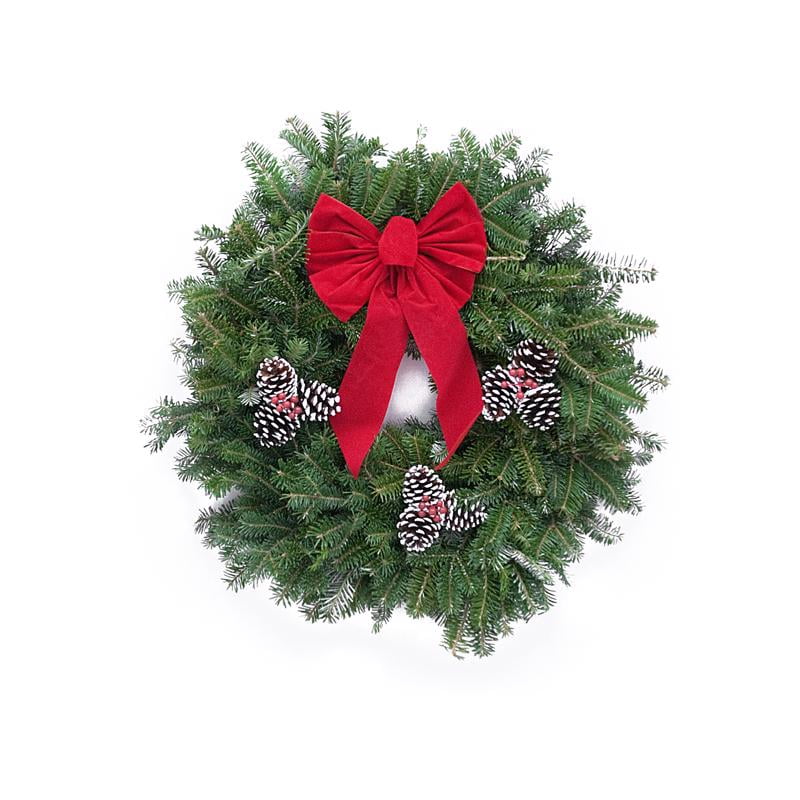 Dutchman Tree 20 in. D Fraser Fir with Bow and Pine Cones Wreath ...