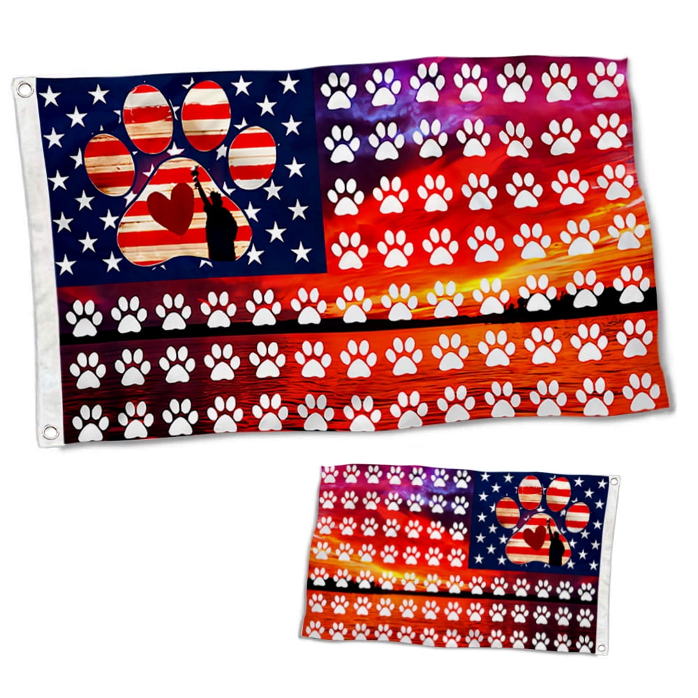 Dutern Double Sided Dog Flag Paws Flag Banner 3 Ply with Brass Grommets ...