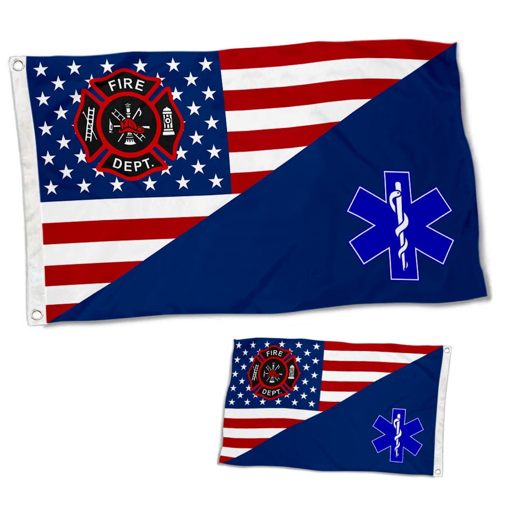 Dutern Double Sided First Responder Firefighter EMT Flag Banner 3 Ply ...