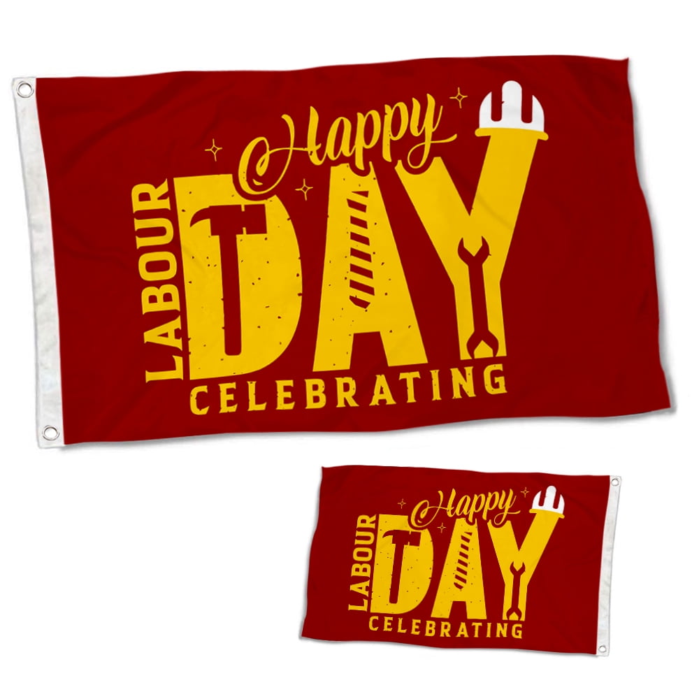 Dutern Double Sided Happy Labor Day Celebrating Flag Banner 3 Ply with ...