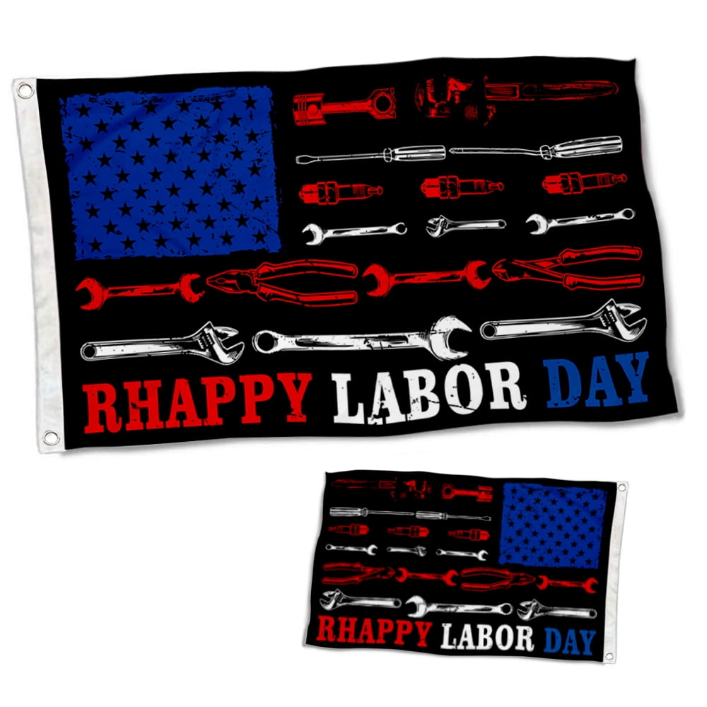 Dutern Double Sided Happy Labor Day Flag Banner 3 Ply with Brass ...