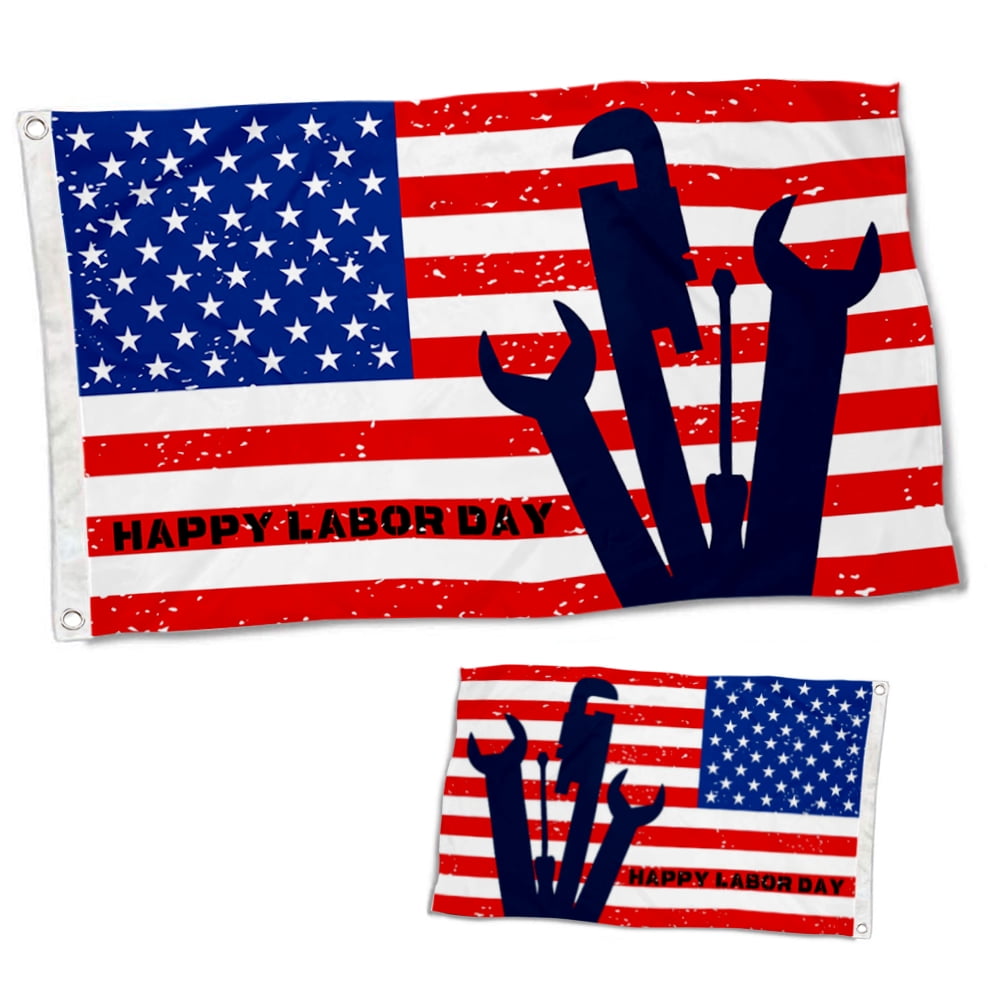 Dutern Double Sided Happy Labor Day Flag Banner 3 Ply with Brass ...