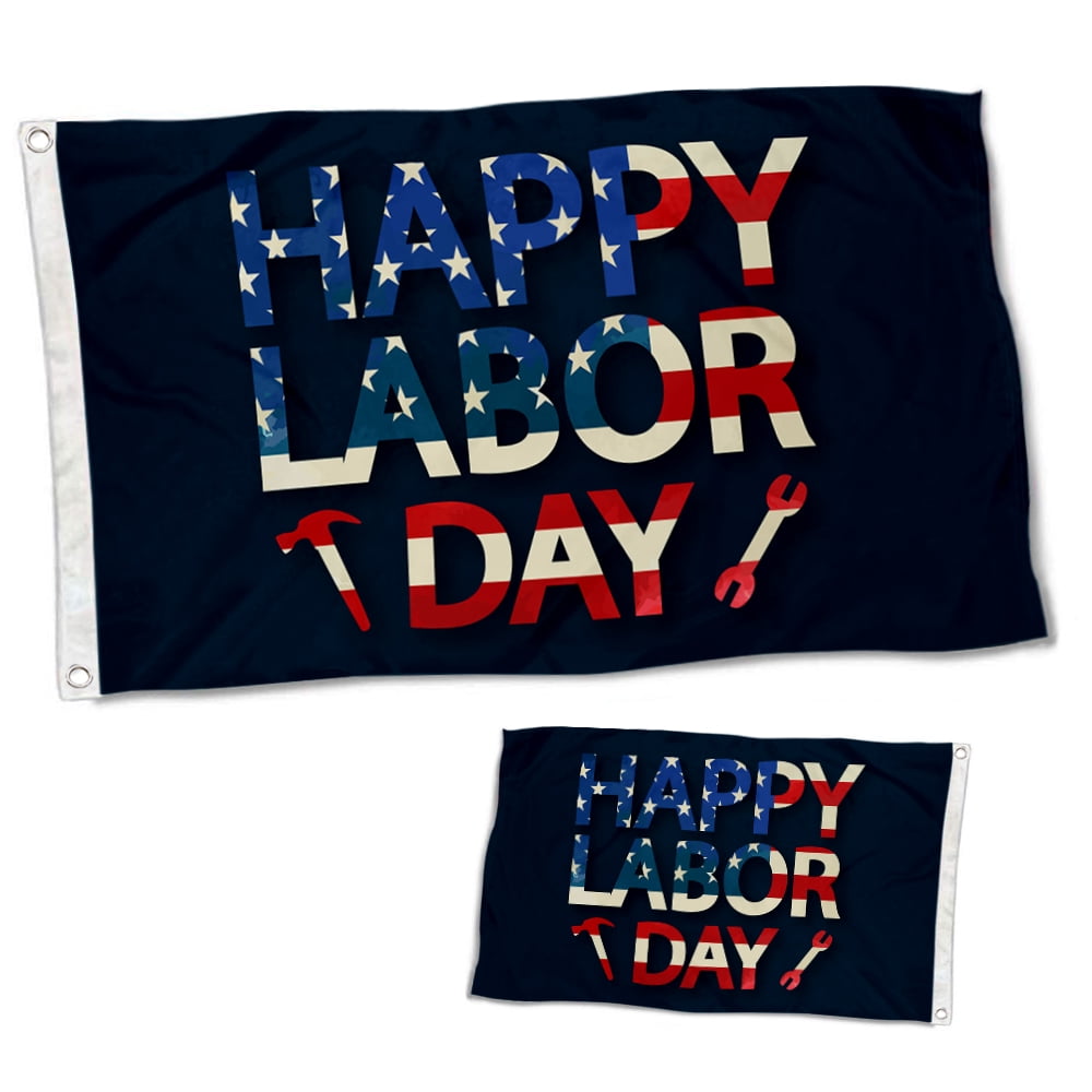 Dutern Double Sided Happy Labor Day Flag Banner 3 Ply with Brass ...