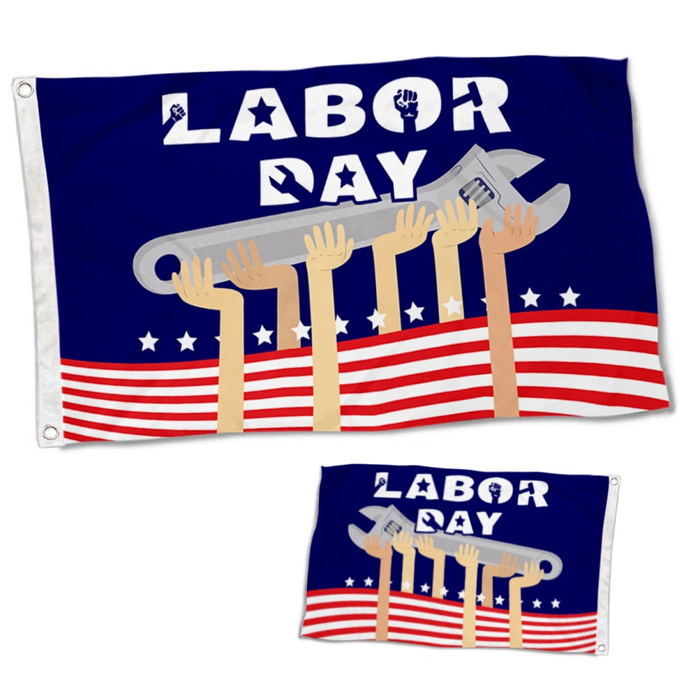 Dutern Double Sided Happy Labor Day Flag Banner 3 Ply with Brass ...
