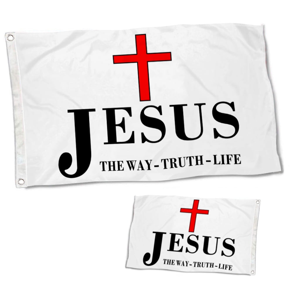 Dutern Double Sided Jesus The way Truth Life Flag Banner 3 Ply with ...