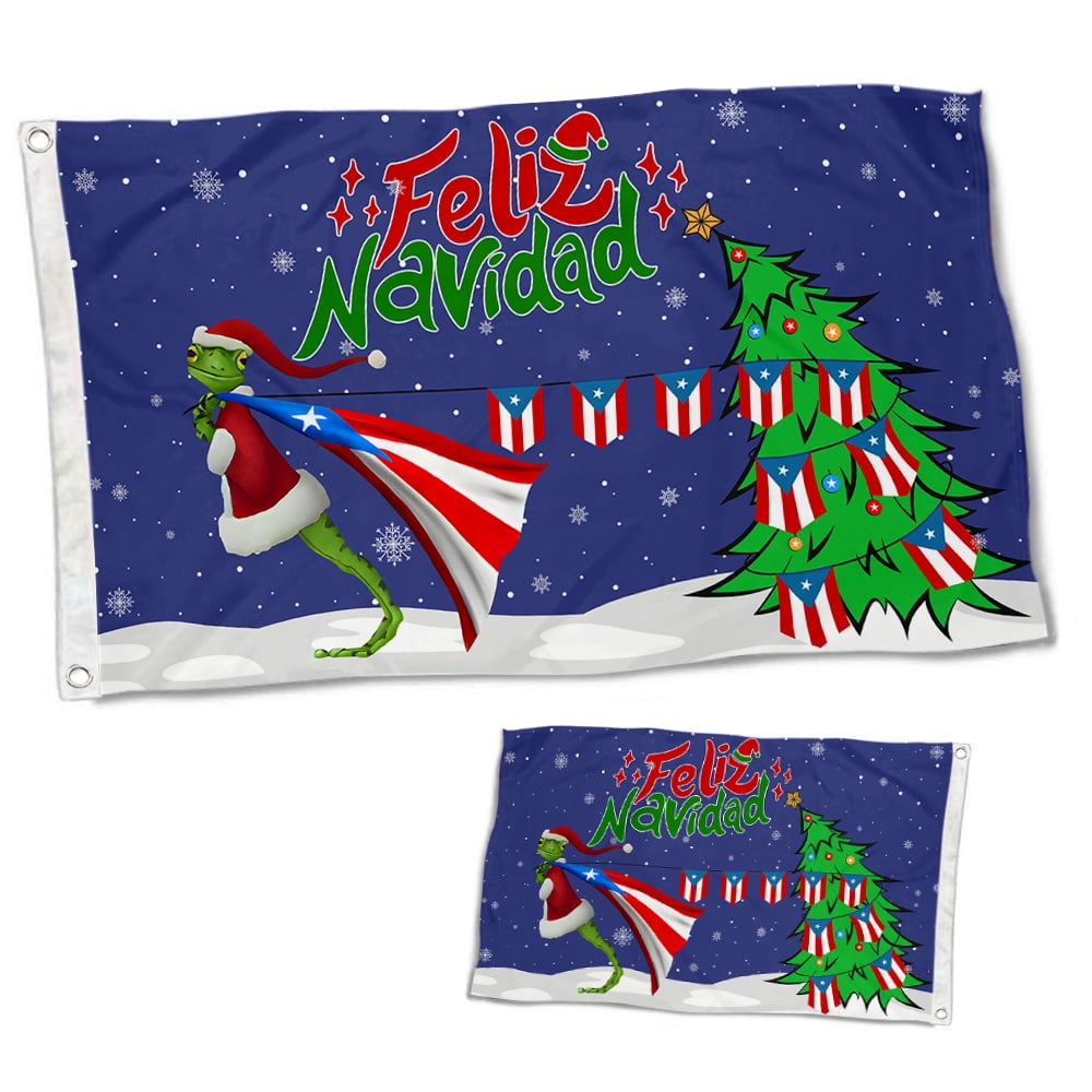 Dutern Double Sided Puerto Rico Coqui Christmas Grommet Flag Feliz ...