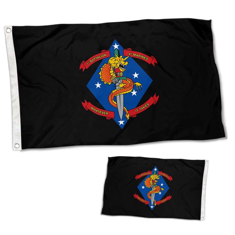 Dutern Double Sided US Military 1st Battalion 4th Flag Banner 3 Ply ...