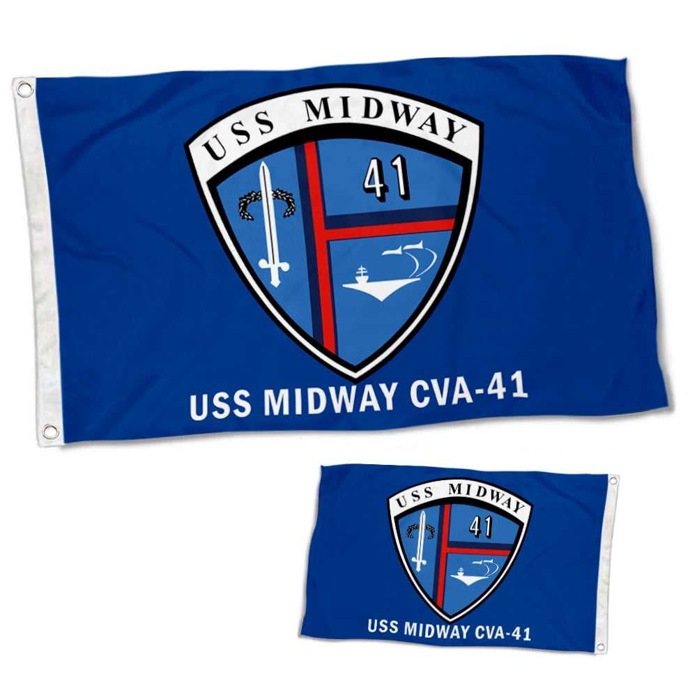 Dutern Double Sided USN USS Midway CVA-41 Flags Banner 3 Ply with Brass ...