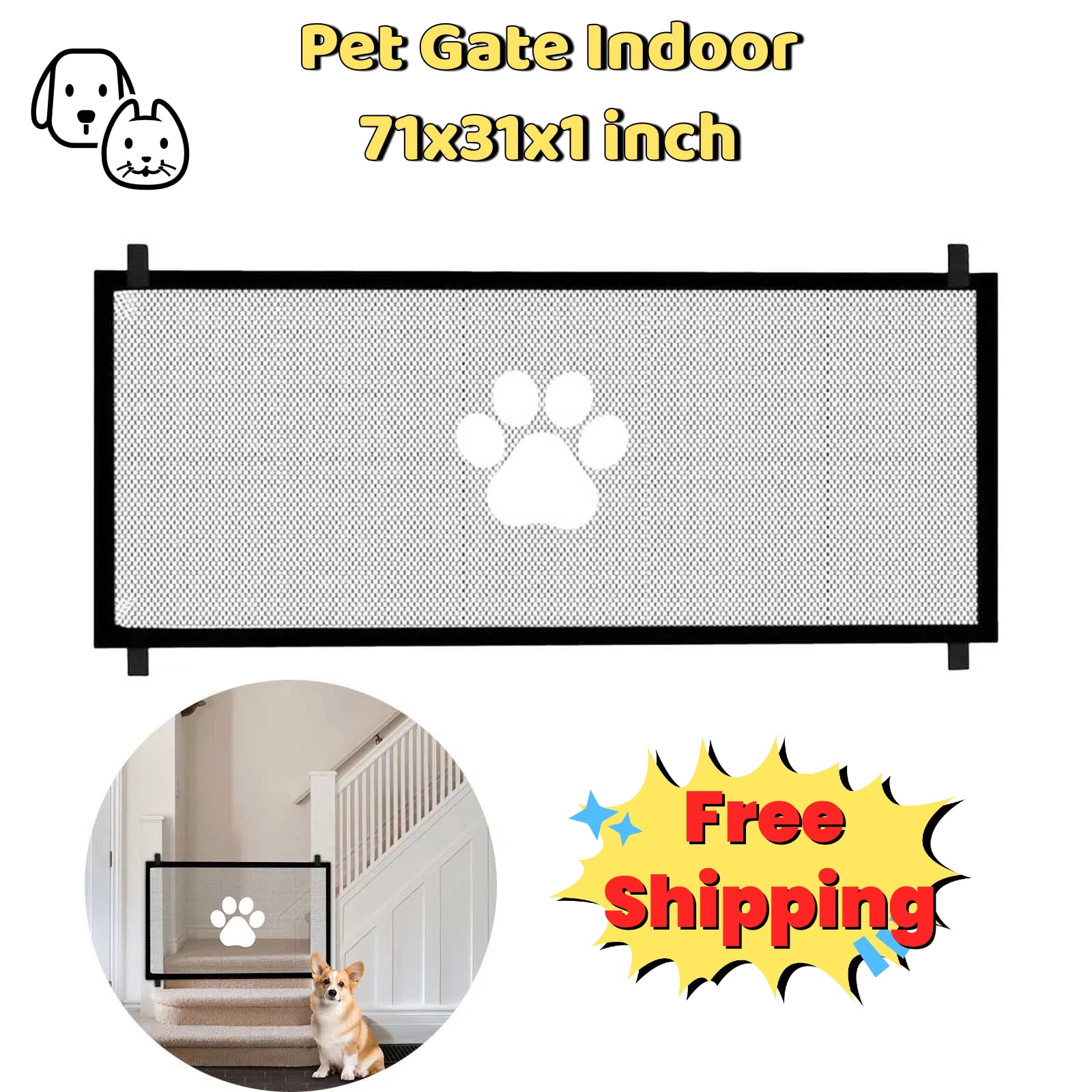 Duty Dog Gate for Stairs & Doorways - 31" Tall Adjustable Pet Safety ...