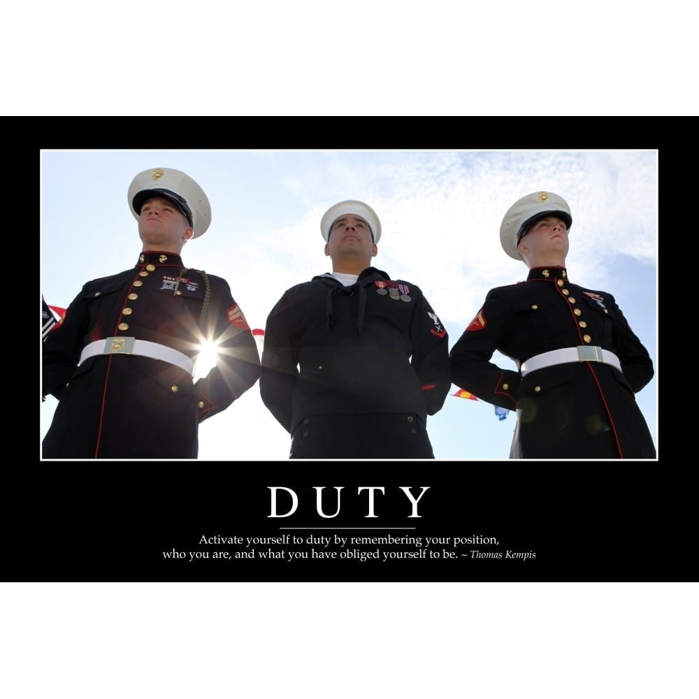Duty: Inspirational Quote and Motivational Poster Poster Print ...