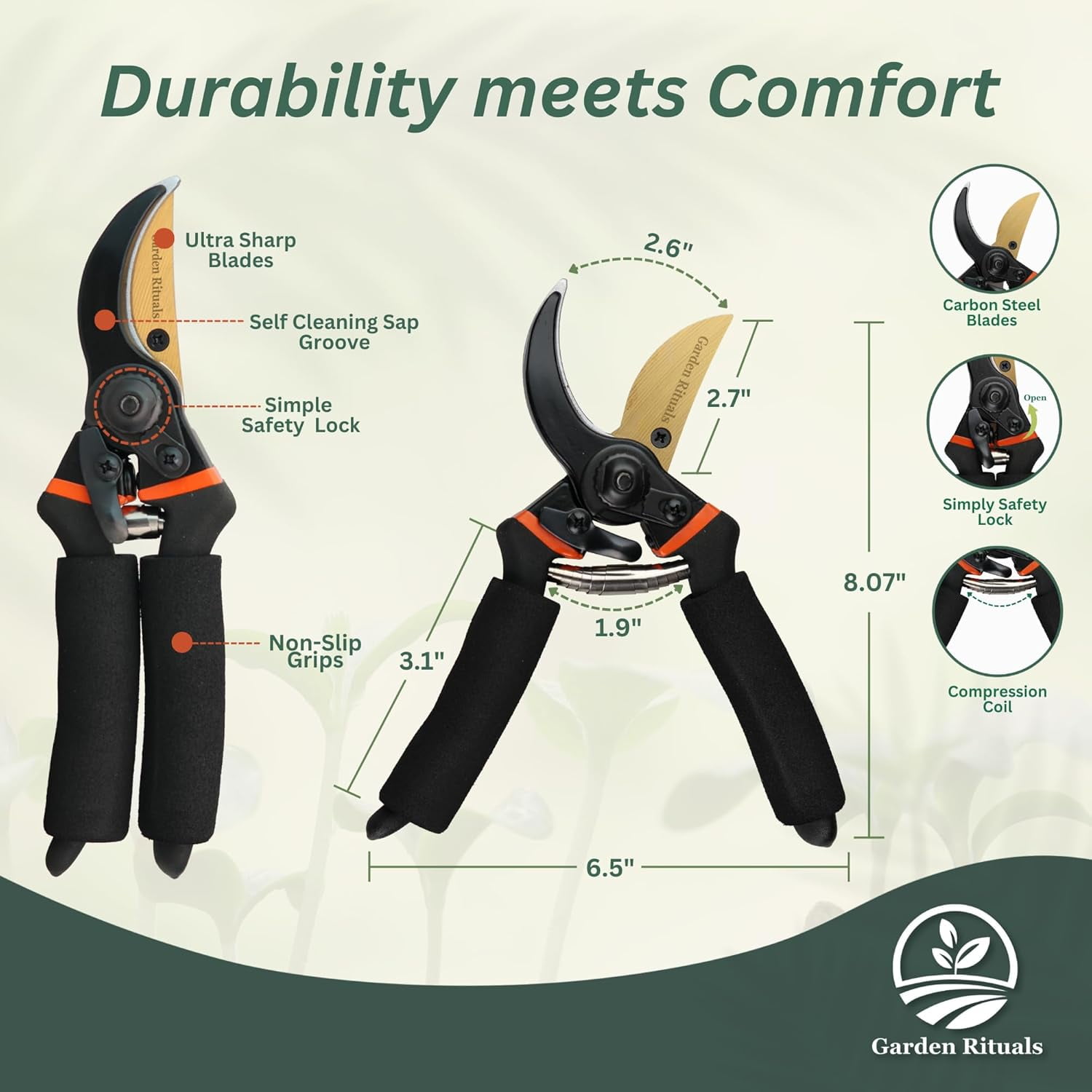 Duty Pruning Shears for Gardening | High-Grade Titanium Steel Blade ...