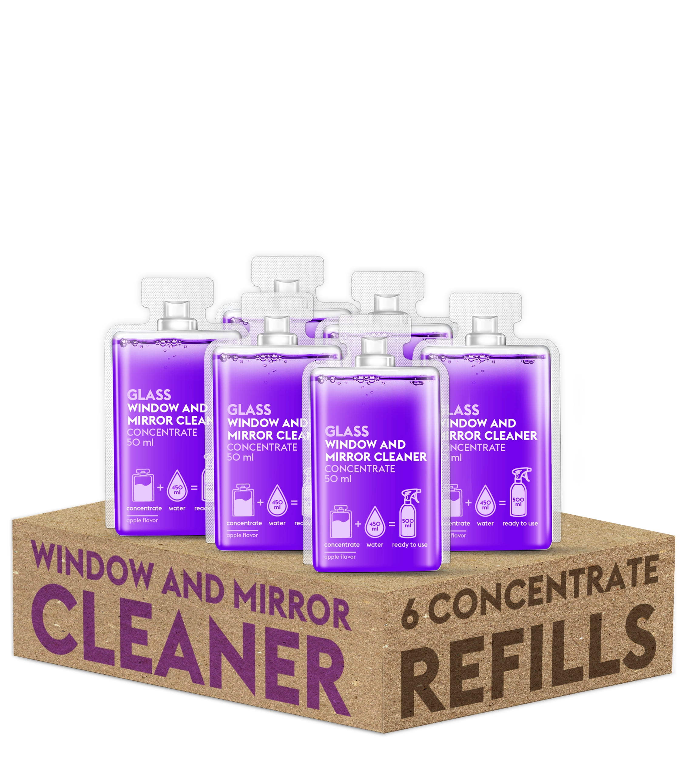 DutyBox Glass Window and Mirror Cleaner Refill Pack - Set of 6 Cleaning ...