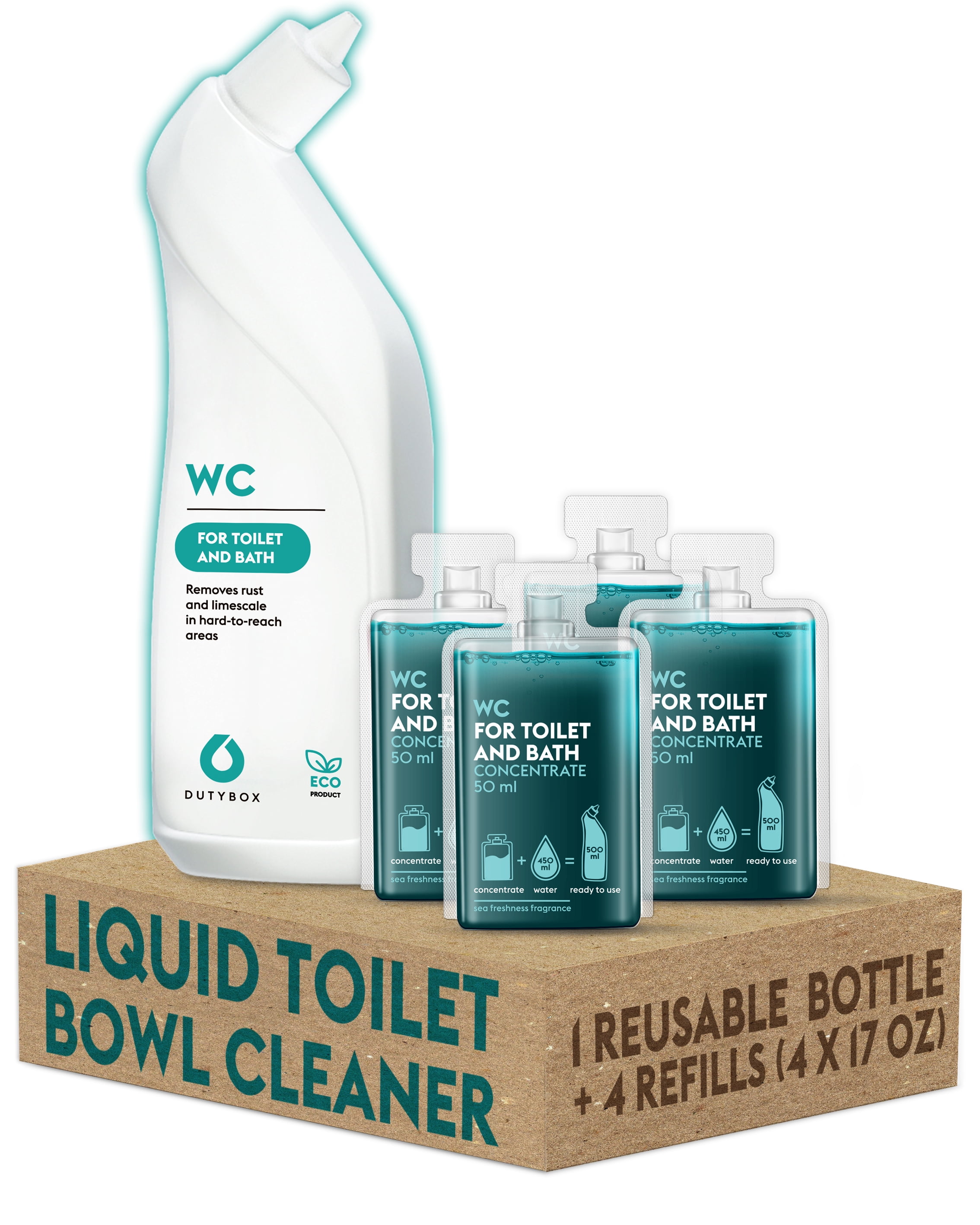 DutyBox WC - Liquid Toilet Bowl Cleaner (1 Spray Bottle With 4 Capsule ...