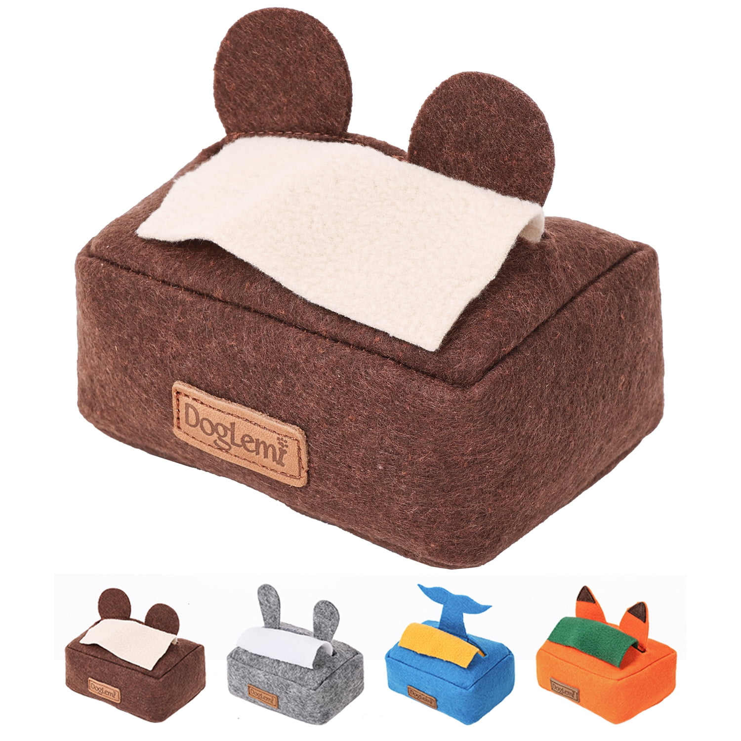 Duuclume Dog Puzzle Toy Snuffle Tissue Box Hide and Seek Toy Brown ...