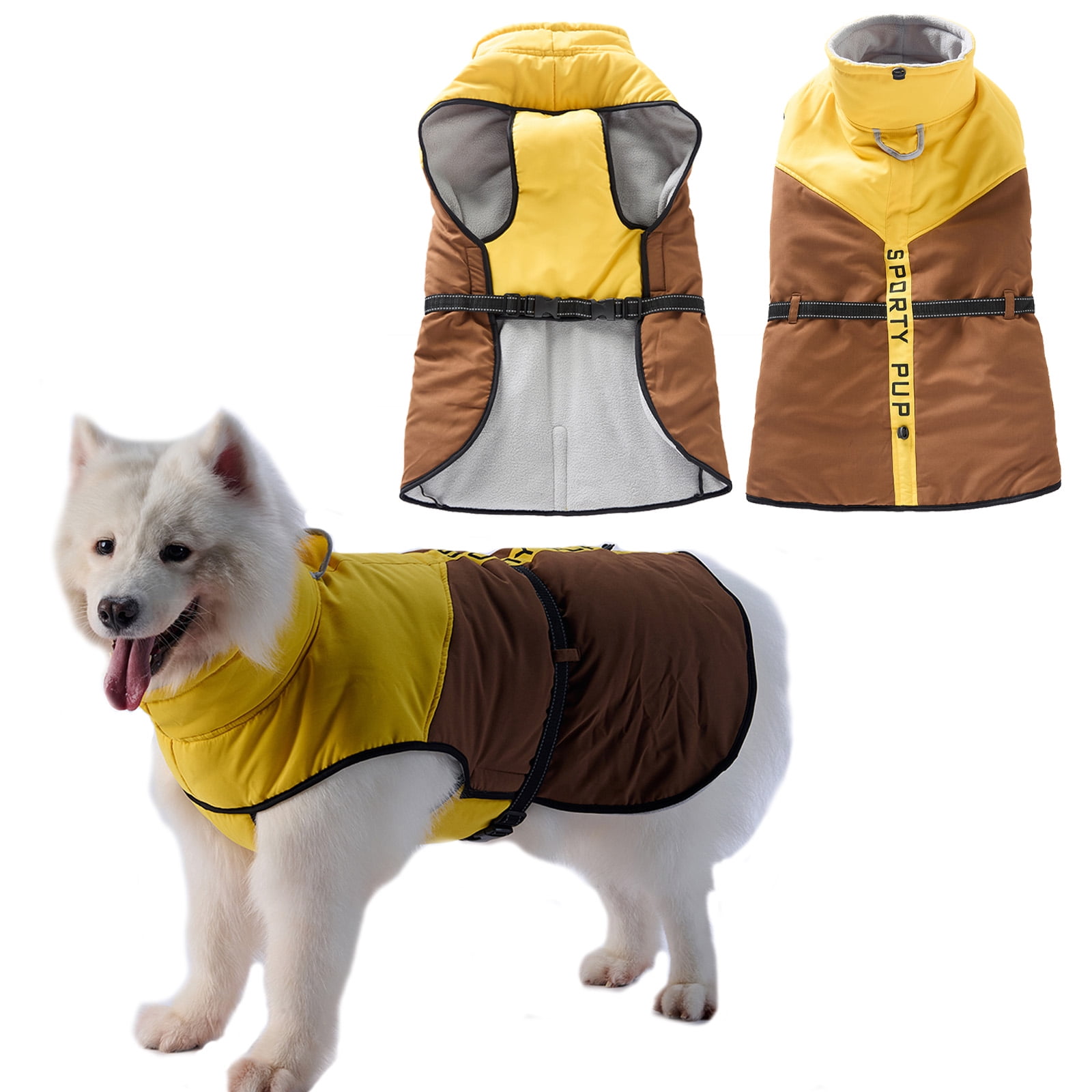 Duuclume Windproof Two Color Patchwork Dog Winter Coats (Yellow and ...