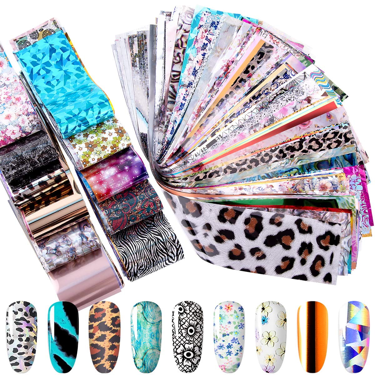Duufin 300 Sheets Nail SBF3 Foils Nail Art Transfer Foil Stickers Laser ...