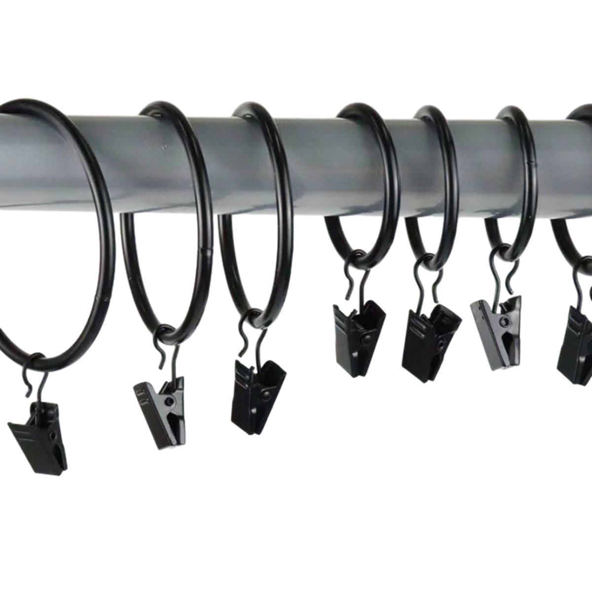Duulaya 40 Pack Curtain Rings with Clips, Heavy Duty Drapery Clip ...