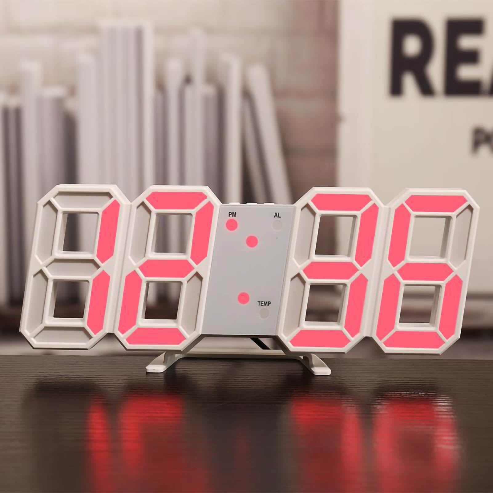 Duulaya LED Digital Desk Alarm Clock Silent 3D Digital Wall Clock ...