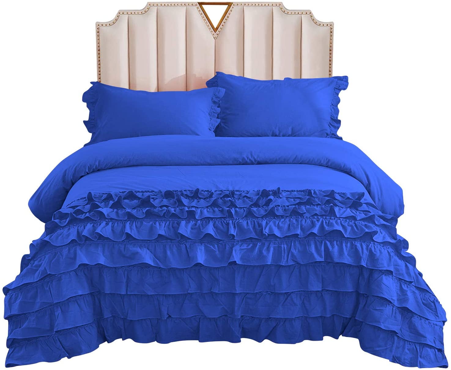 Duvet Cover 3 Piece Set Half-Ruffle (1 Duvet Cover & 2 Pillowcases) 100 ...