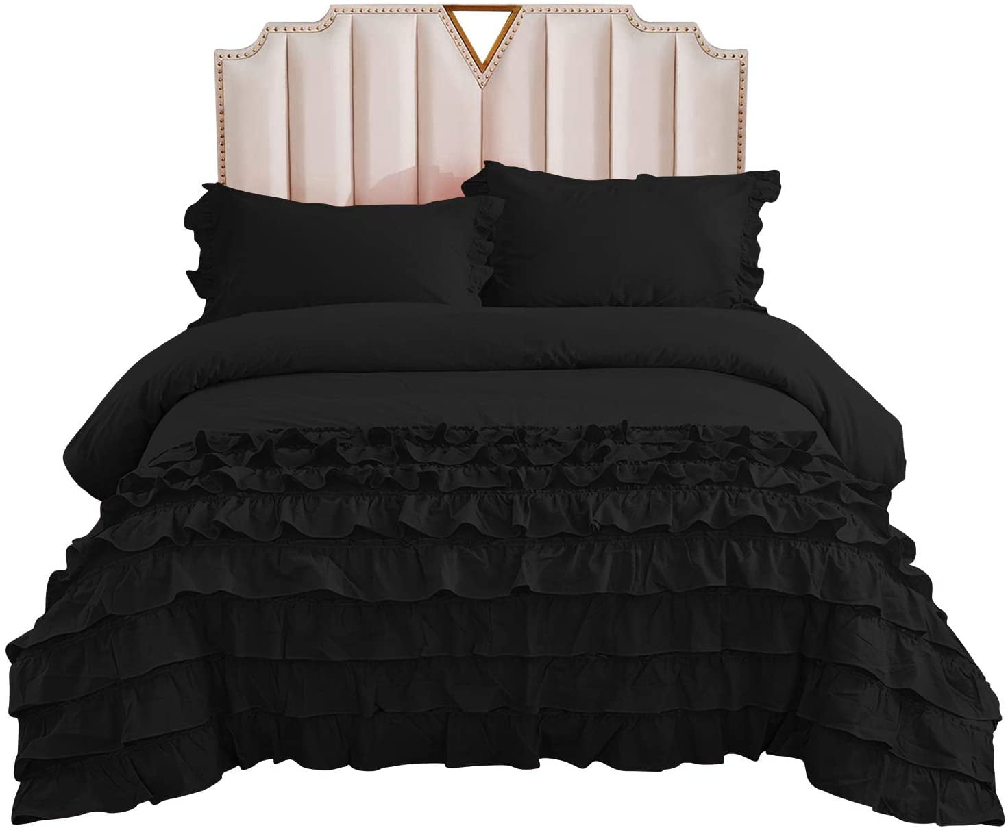 Duvet Cover 5 Piece Set Half-Ruffle (1 Duvet Cover & 4 Pillowcases) 100 ...