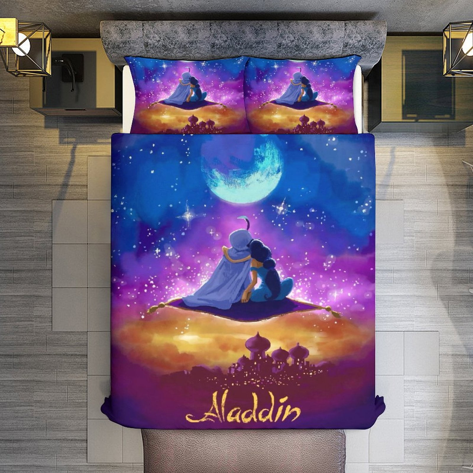 Duvet Cover,Aladdin Princess Jasmine And Rajah Friends Bed Sheets for ...