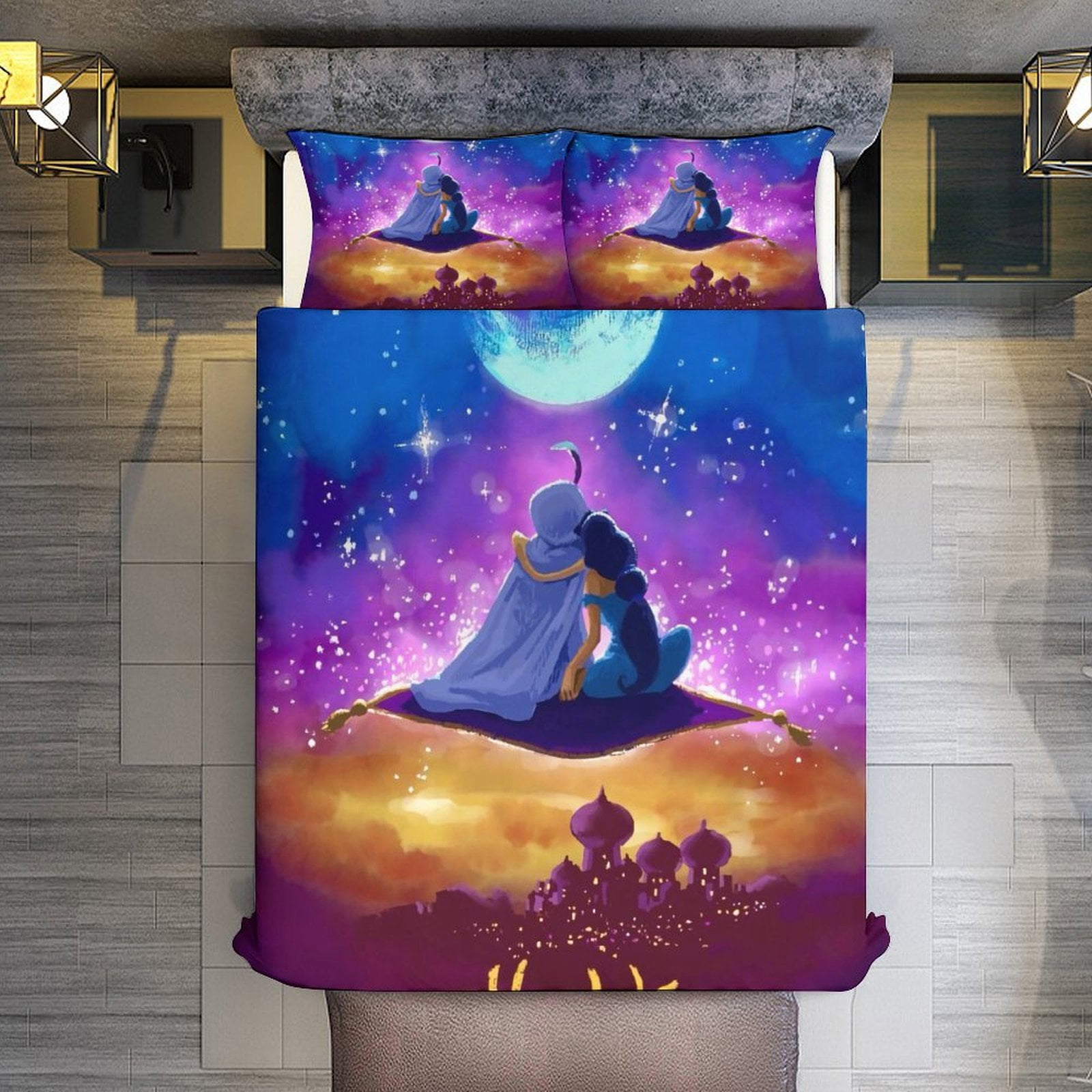 Duvet Cover,Aladdin Princess Jasmine And Rajah Friends Bed Sheets for ...