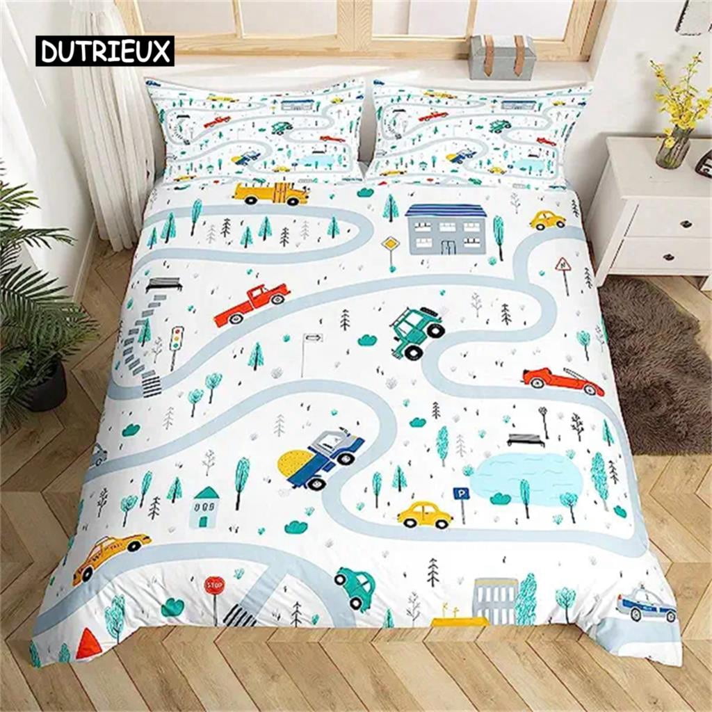 Duvet Cover Cartoon Excavator Tractor King Duvet Cover Cartoon truction ...
