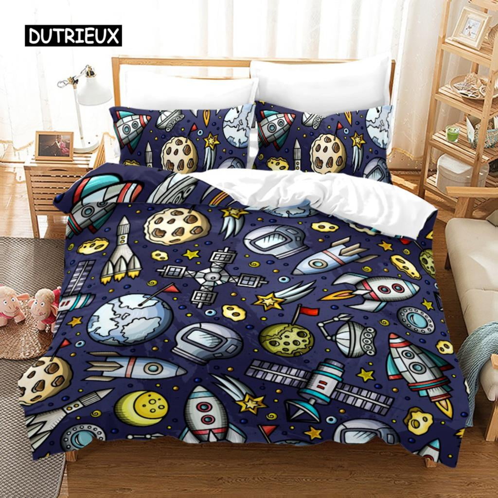 Duvet Cover Cartoon Universe Bedding Set Spacecraft Duvet Cover for ...