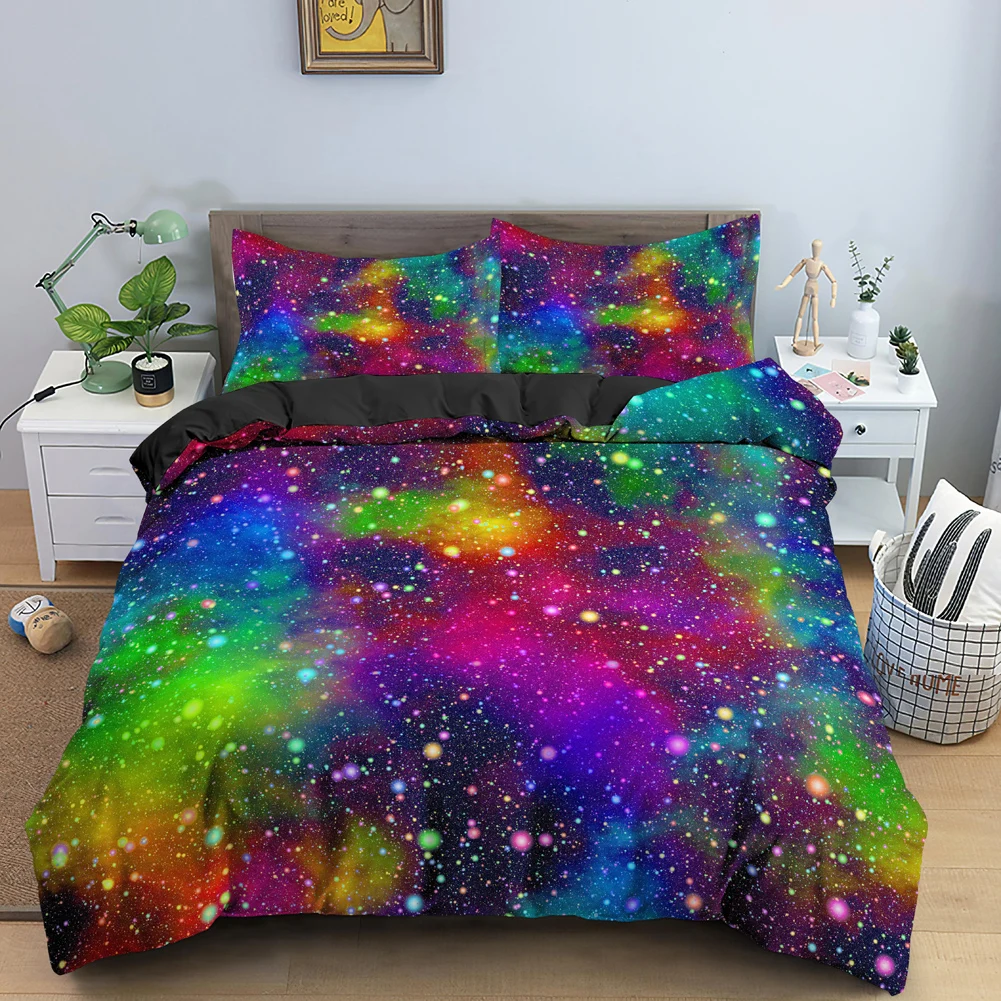 Duvet Cover Colorful Starry Bedding Set Outer Space Comforter Cover Sky ...