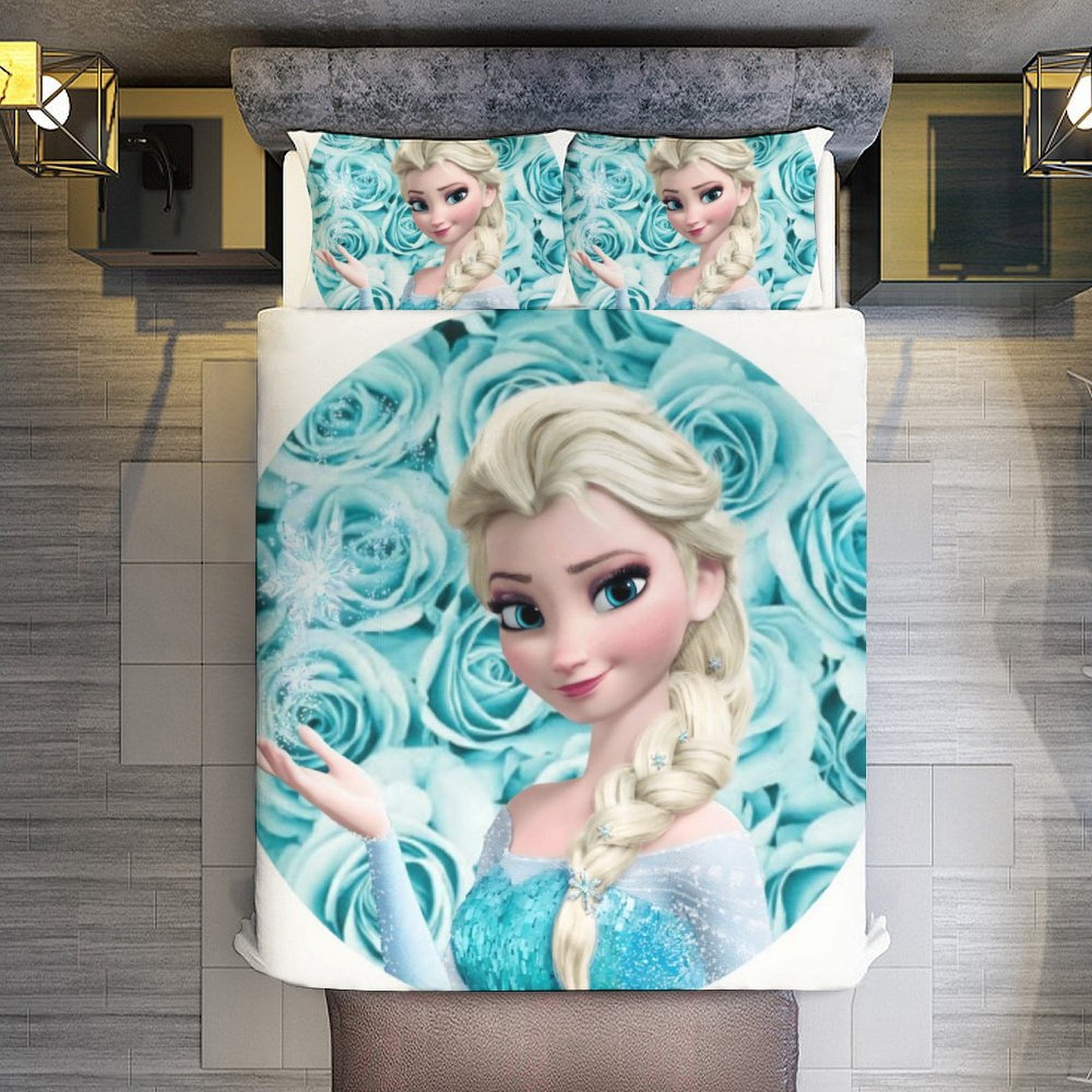 Duvet Cover,Frozen-Elsa Blue Rose Bed Sheets for Boys,Bedding for Boys ...