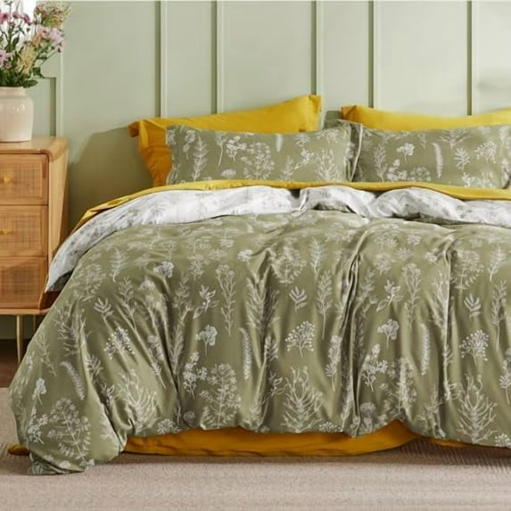 Duvet Cover King Size - Reversible Olive Green King Duvet Cover Set ...