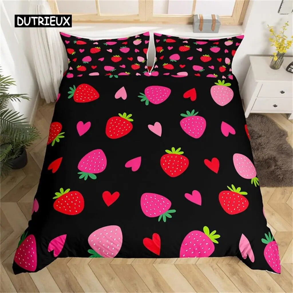 Duvet Cover Lovely Cartoon Strawberry Bedding For Girl Te Set