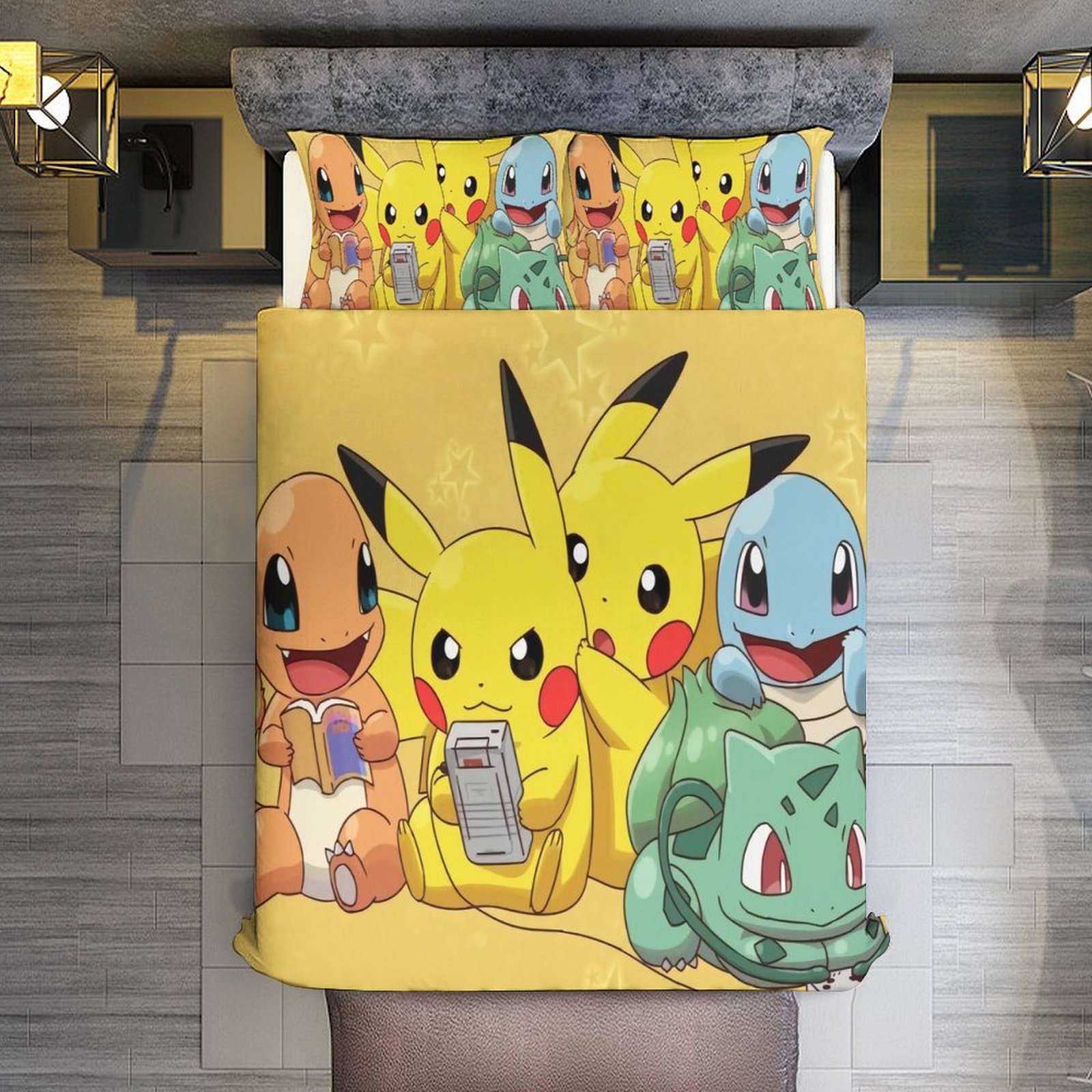 Duvet Cover,Pokémon Charmander Squirtle Bulbasaur Bed Sheets for Boys ...