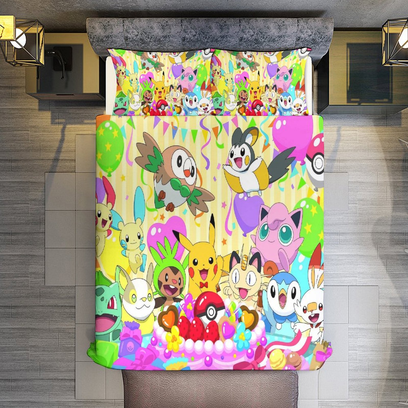 Duvet Cover,Pokemon Birthday Party Bed Sheets for Boys,Bedding for Boys ...