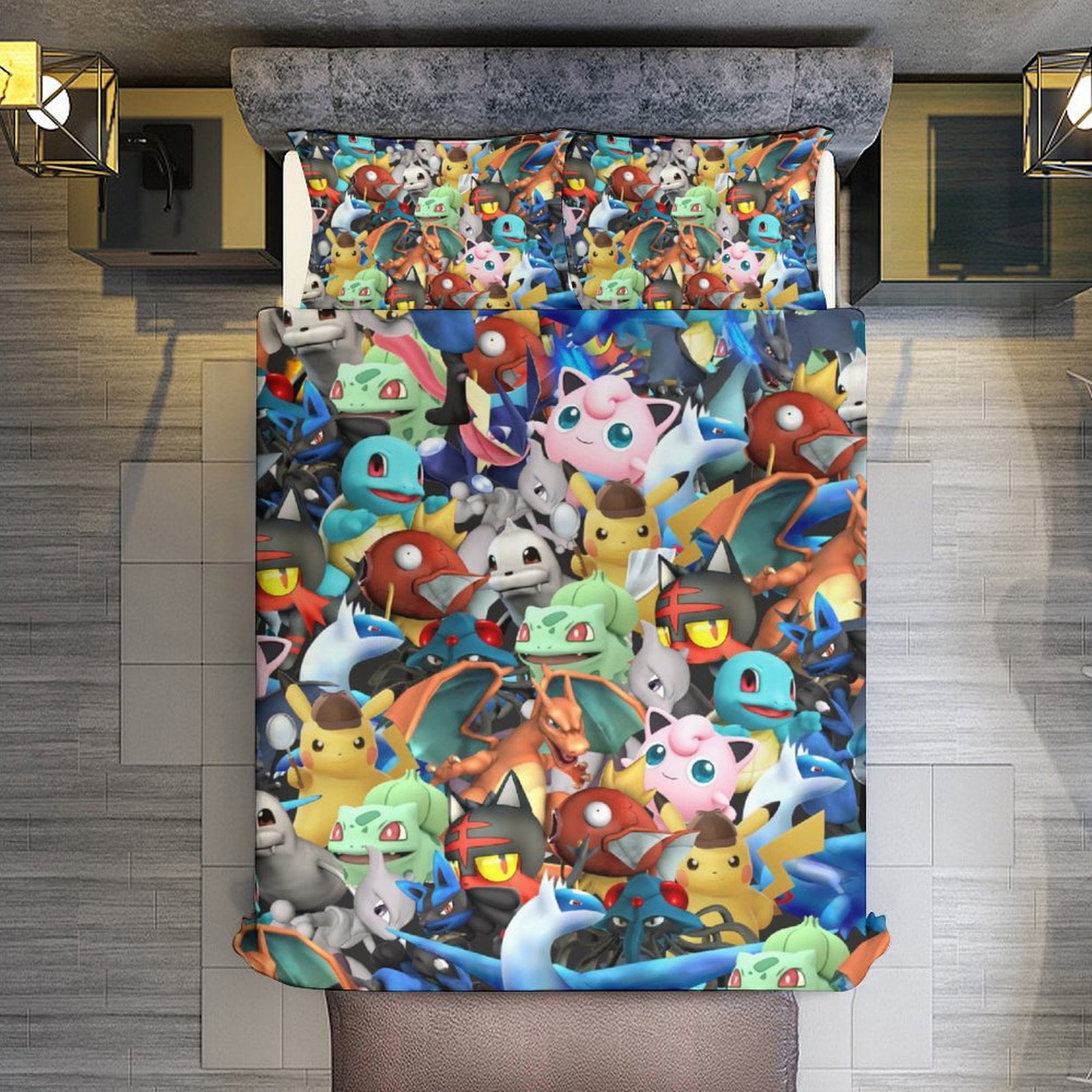 Duvet Cover,Pokemon Seamless Cartoon Bed Sheets for Boys,Bedding for ...