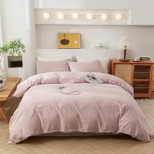 Duvet Cover Queen Size - 100% Washed Cotton Durable Soft Comfy Duvet ...