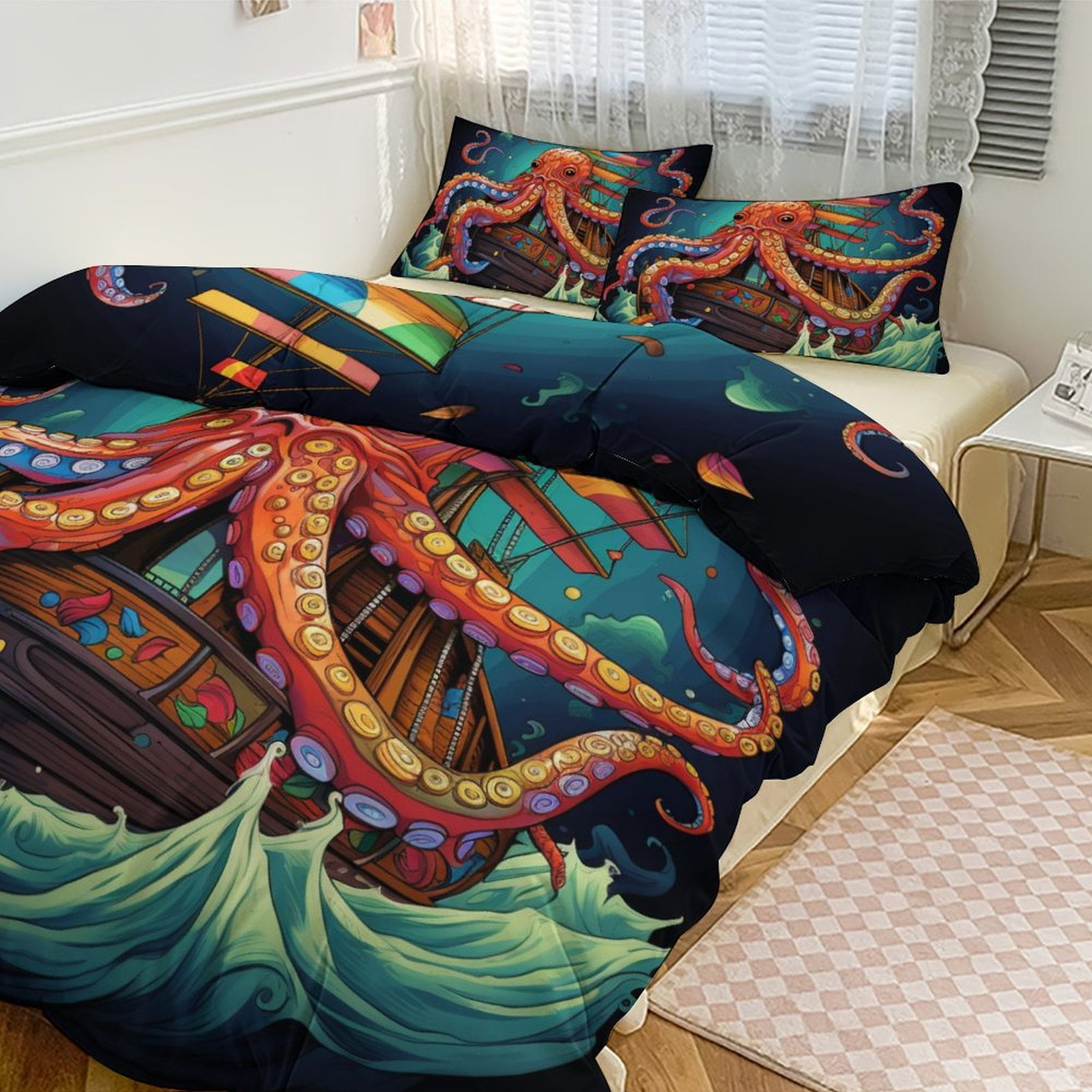 Duvet Cover Queen Size Colorful Octopus 3 Pcs Duvet Cover Set Bedding ...