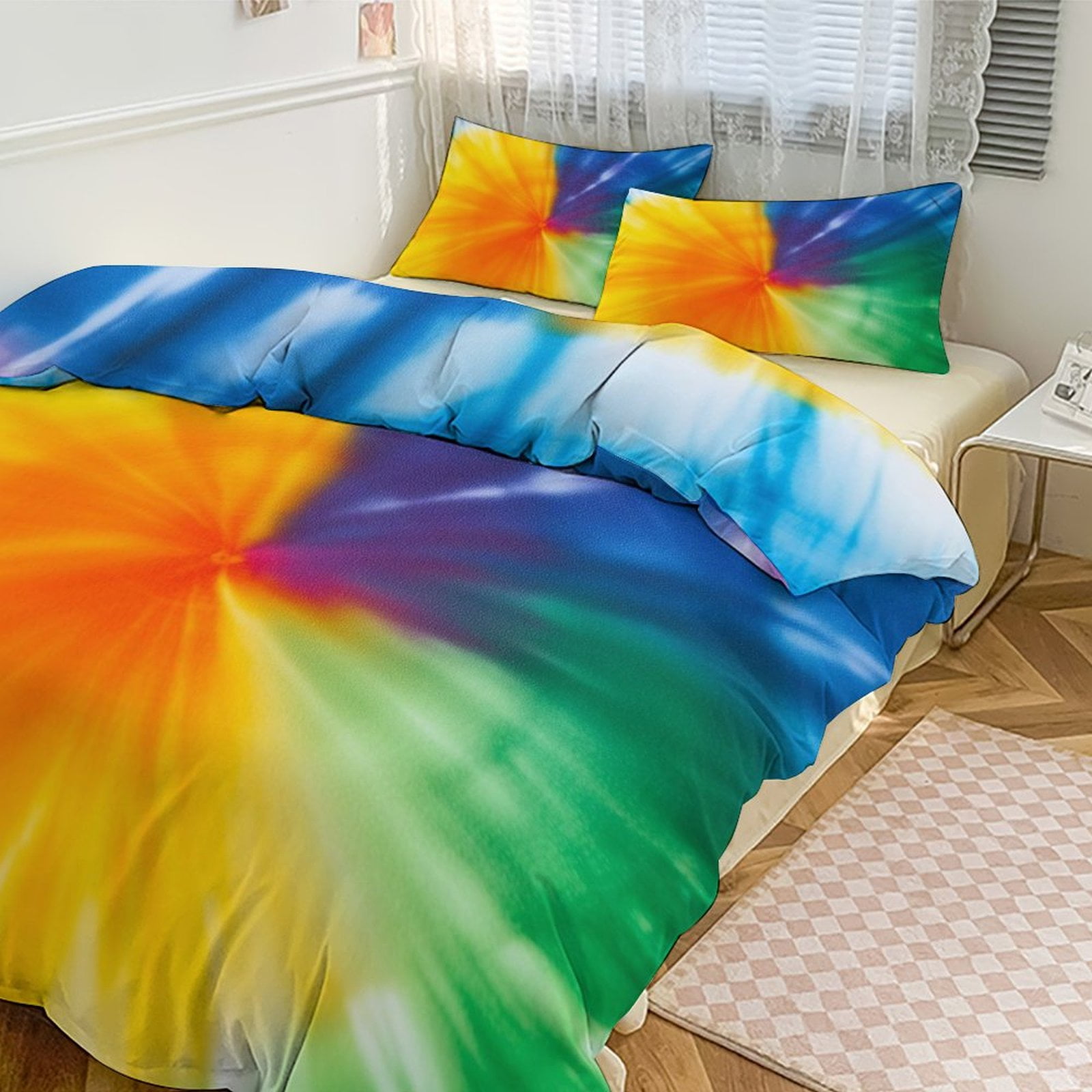 Duvet Cover Queen Size Colorful Tie Dye Vortex 3 Pcs Duvet Cover Set Bedding Sets Queen Soft ...