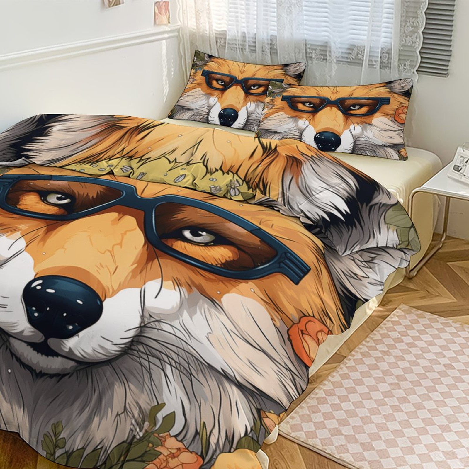 Duvet Cover Queen Size Funny Glasses Wolf 3 Pcs Duvet Cover Set Bedding ...