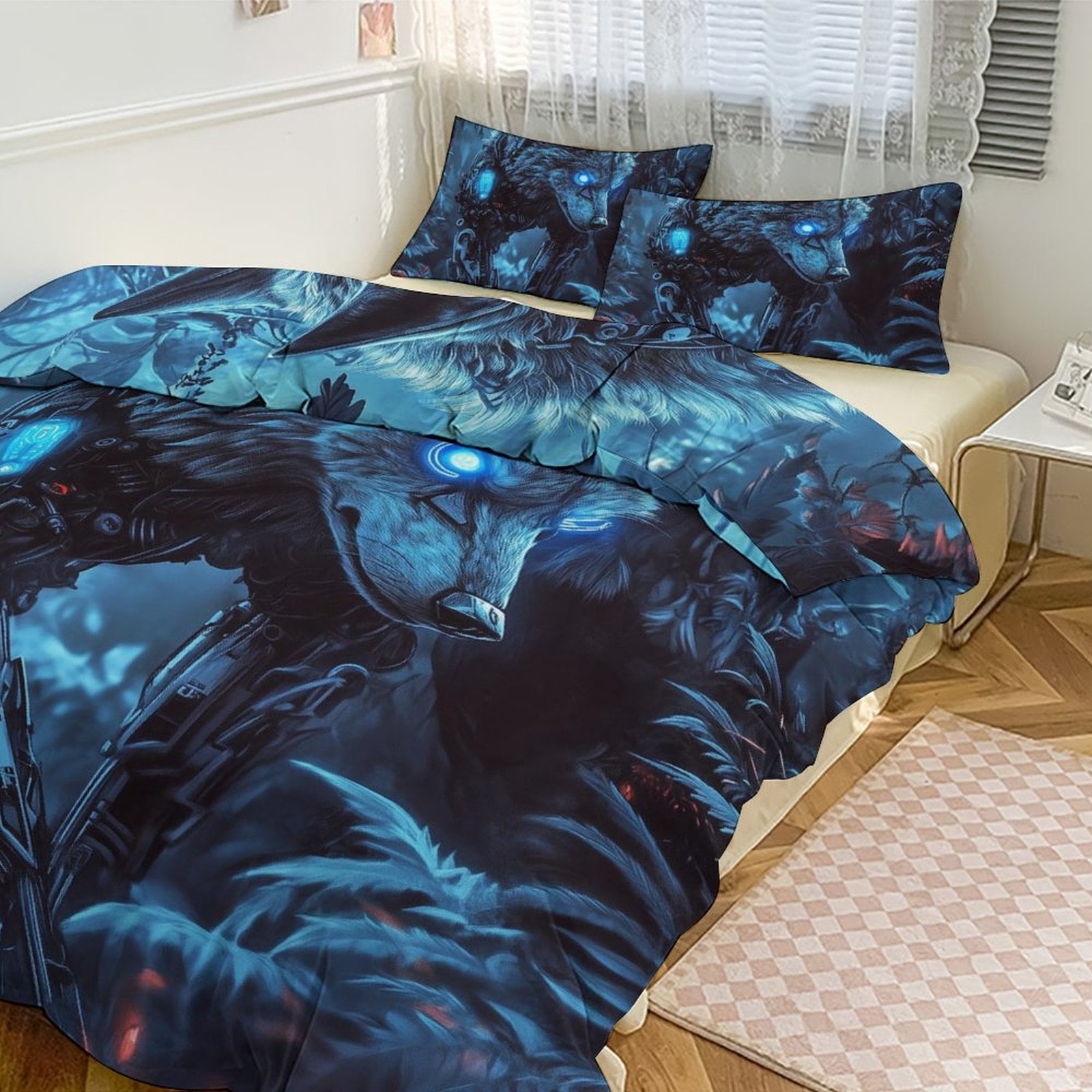 Duvet Cover Queen Size Jungle Wolf Mech 3 Pcs Duvet Cover Set Bedding ...